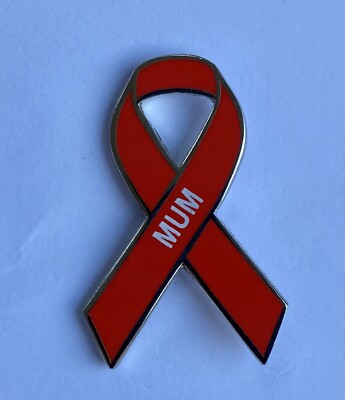 *NEW* HIV Aids ' MUM ' Awareness red ribbon enamel pin badge / brooch ...