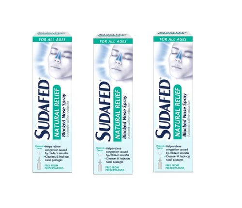 Sudafed Natural Relief Blocked Nose Spray (3 x 15ml) Nasal Spray (GREEN ...
