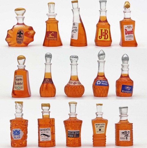 15 Lot bottles of Liquid spirits brandy whisky wine Miniature Dollhouse ...