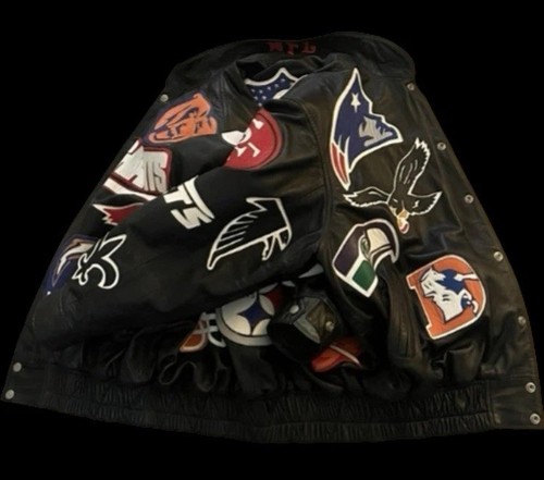 Rare Jeff Hamilton NFL 30 patch Leather Team Jacket XXL | eBay