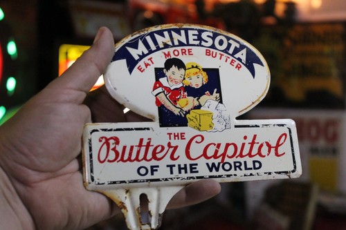 RARE 1950s MINNESOTA BUTTER CAPITOL THE WORLD STAMPED PAINTED METAL ...