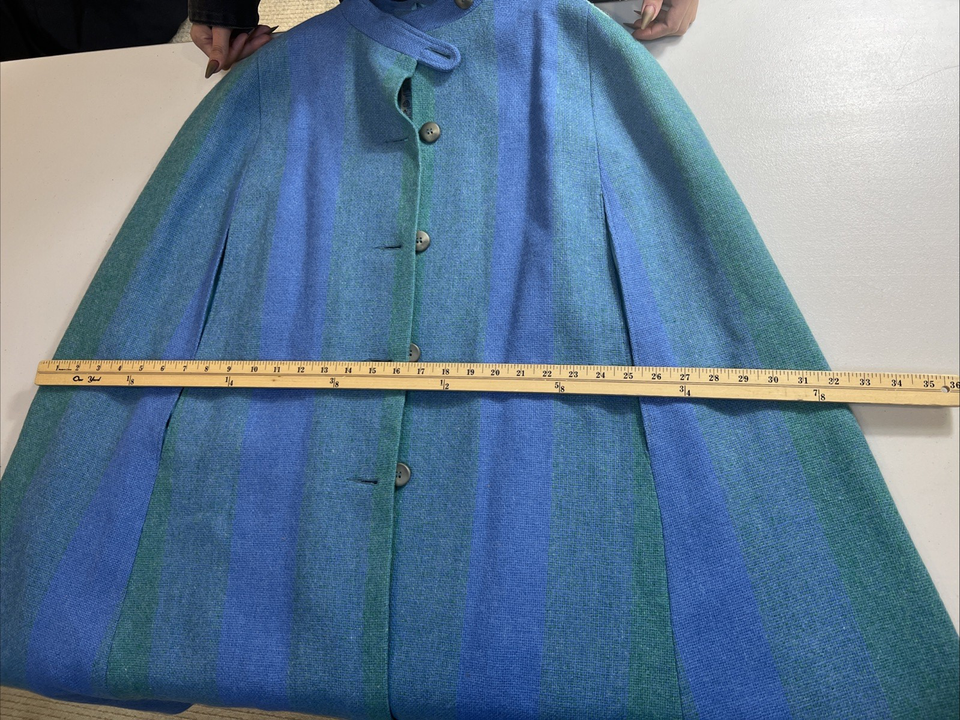 Vintage AVOCA Ireland Blue And Green Tweed Wool Cape 70’s S/M Donegal ...