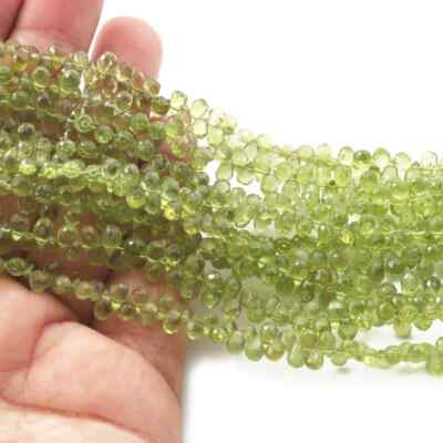1 Strand Peridot Tear Drop Shape Beads ,Faceted Gemstone Tear Drop ...