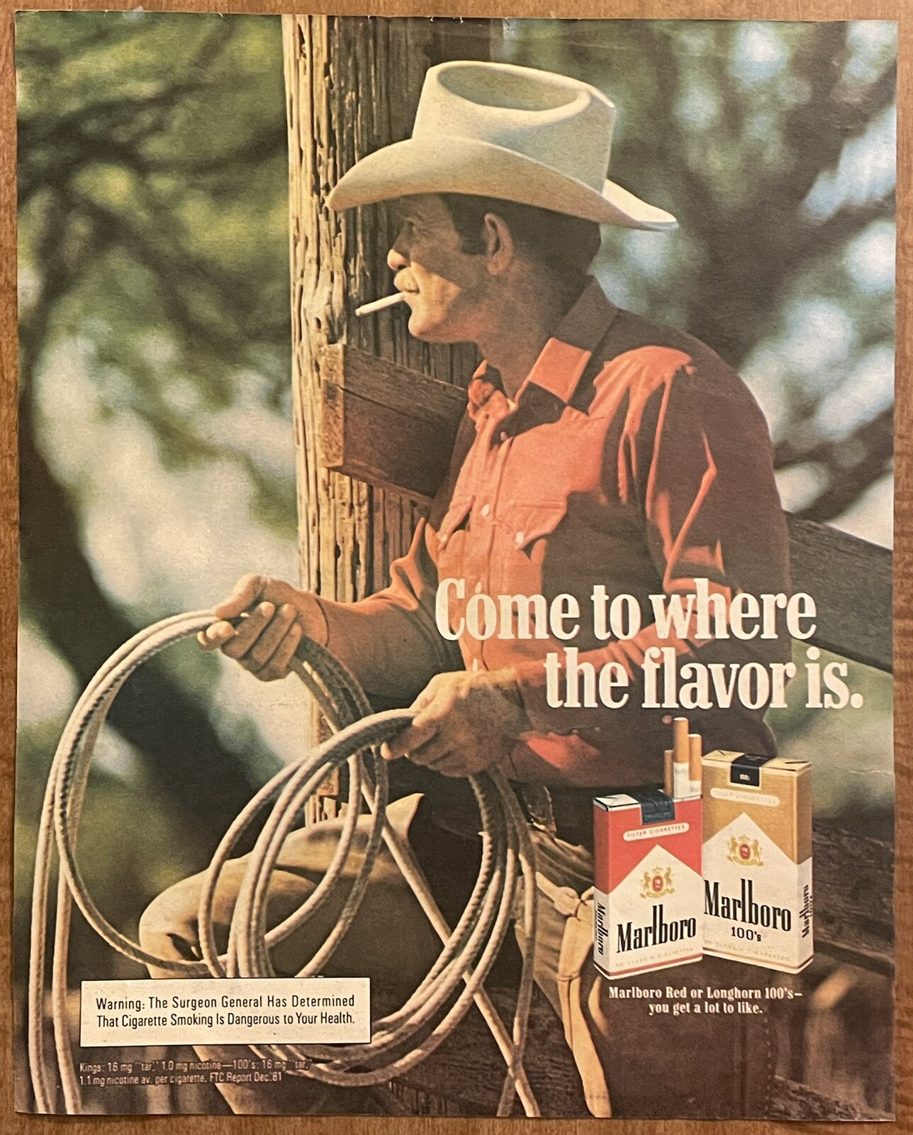 1982 Marlboro Cigarettes Sexy Rugged Cowboy Smoking Flavor, Vintage ...