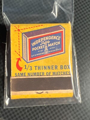 VINTAGE MATCHBOOK - INDEPENDENCE SAFETY POCKET MATCH - THNNER BOX ...