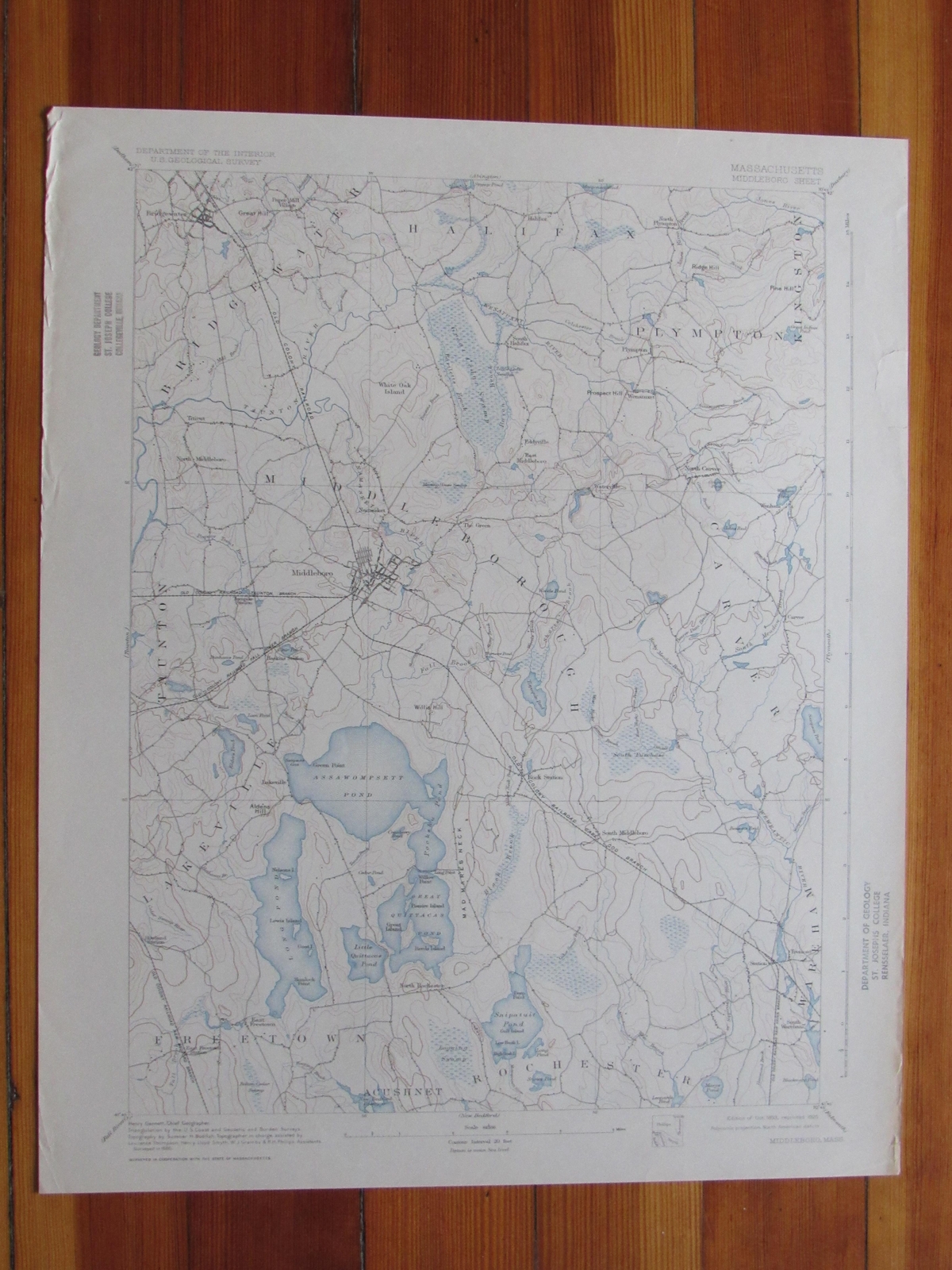 Middleboro Massachusetts 1925 Original Vintage USGS Topo Map | eBay