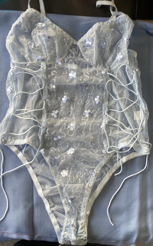 Blue Women's Lingerie Sheer Lace Mini Babydoll Teddy Sexy Bodysuit ...