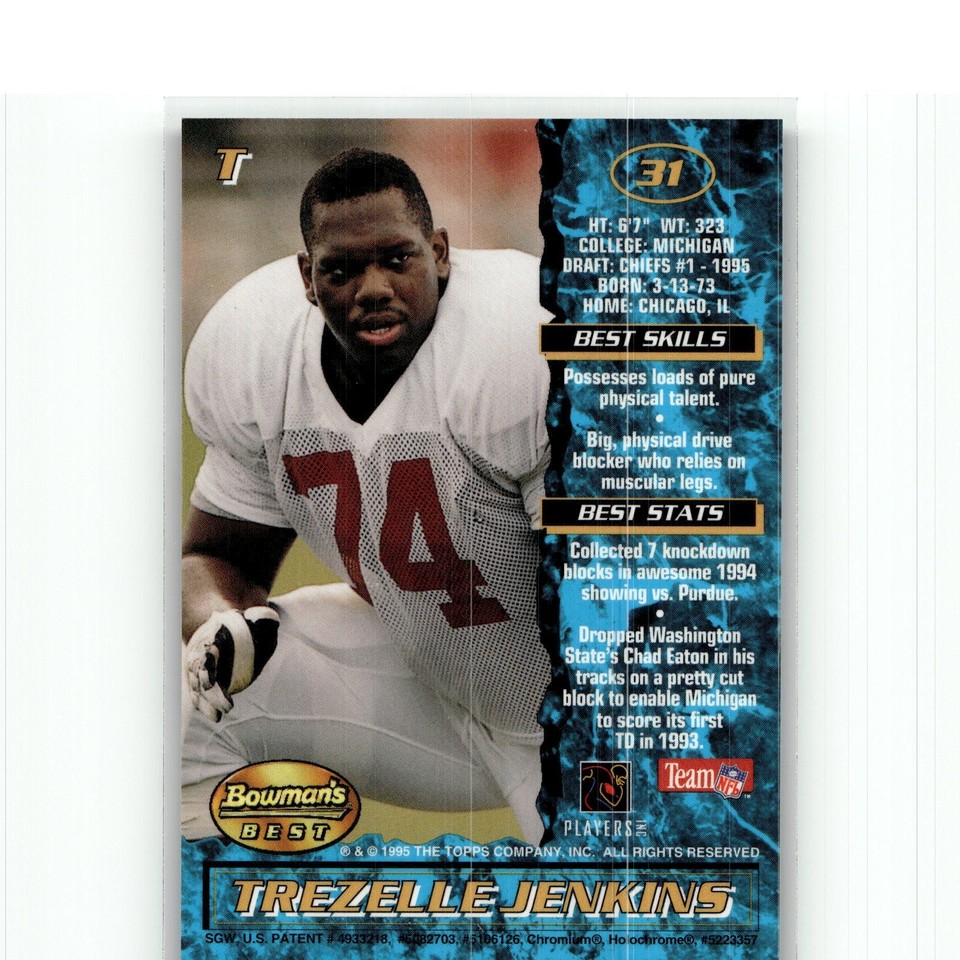 1995 Bowman's Best Football Card #31 Trezelle Jenkins Rookie Kansas ...