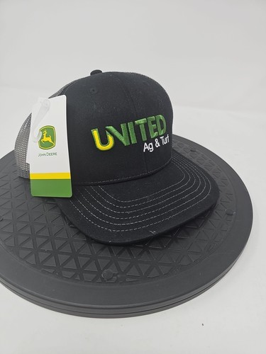 John Deere United Ag & Turf Mesh Trucker Snapback Hat Cap Black Gray ...