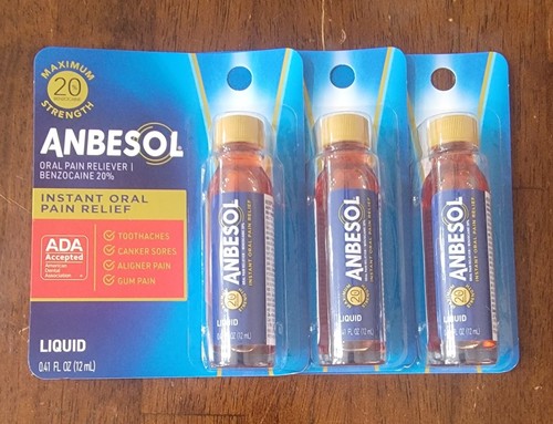 Anbesol Maximum Strength Oral Pain Relief Liquid 0.41 Oz X ***3 Packs ...