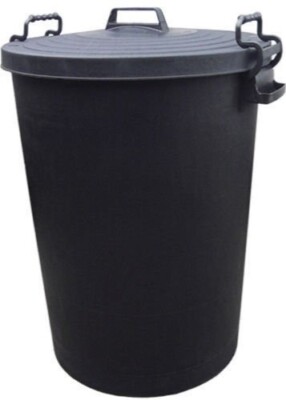 110L Outdoor Bin Large Black Locking Lid Storage Bucket Animal Feed ...
