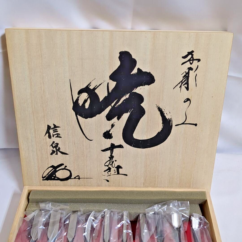 Nobumoto Akatsuki Japanese Old Graver Gouge chisel Nomi Set of 10 W ...