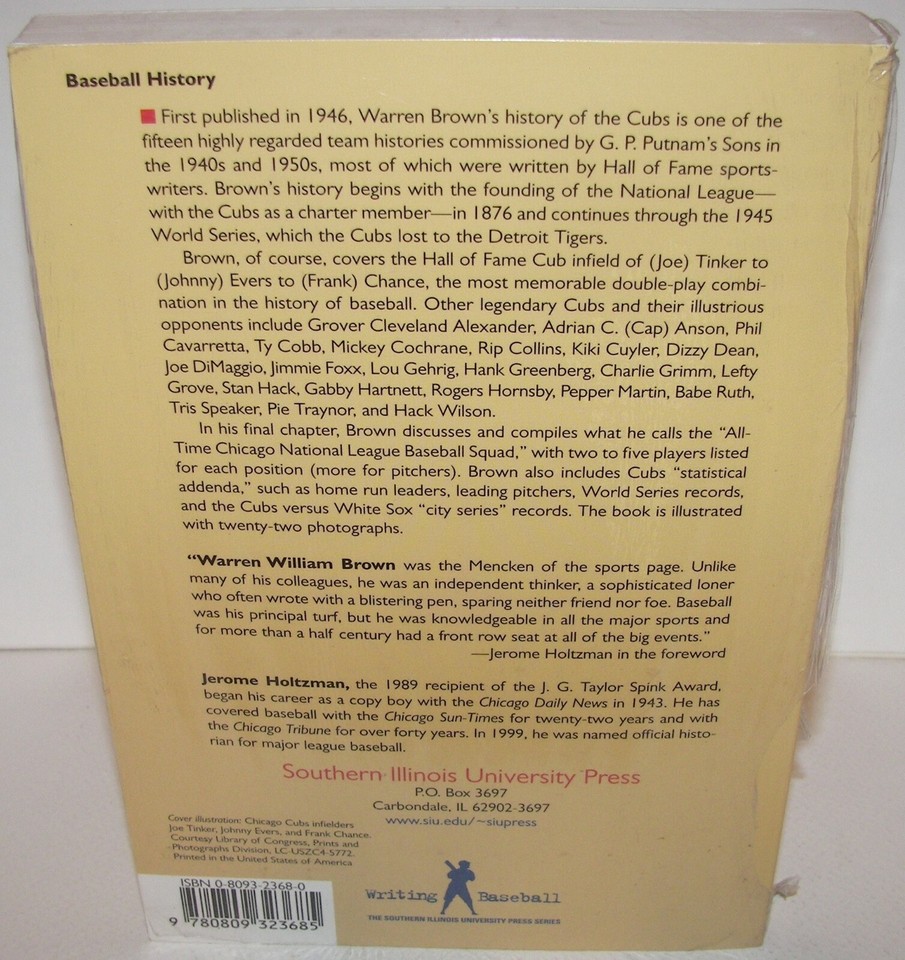 NEW: The Chicago Cubs by Warren Brown Writing Baseball ( 2001 Paperback ...