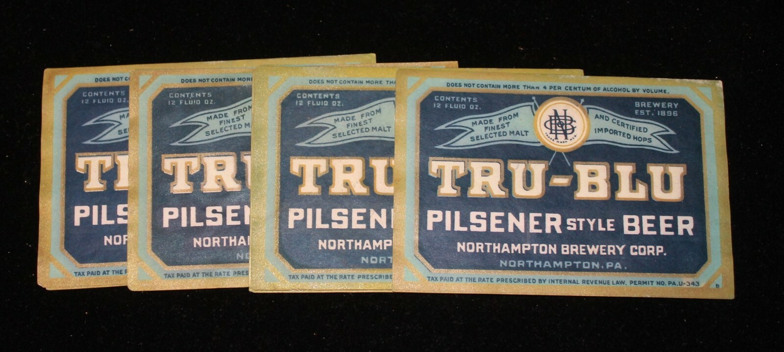 LOT OF ( 8 ) TRU-BLU PILSNER STYLE BEER IRTP LABELS | eBay