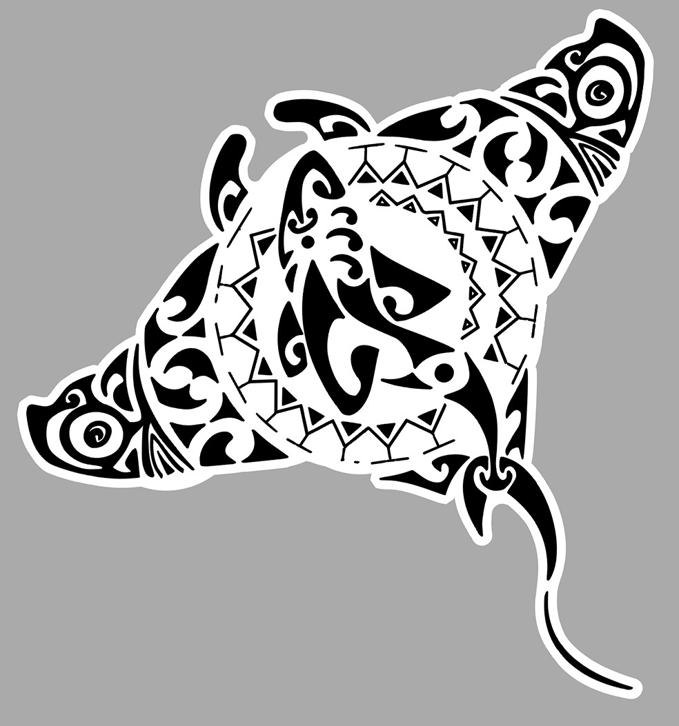 Raie Manta Tattoos Raie Manta Tiki Sticker Adhésif Couleur Lézard