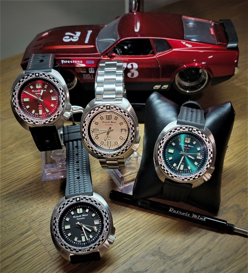 Detroit Mint Rally Diver Green Light Automatic Watch | eBay