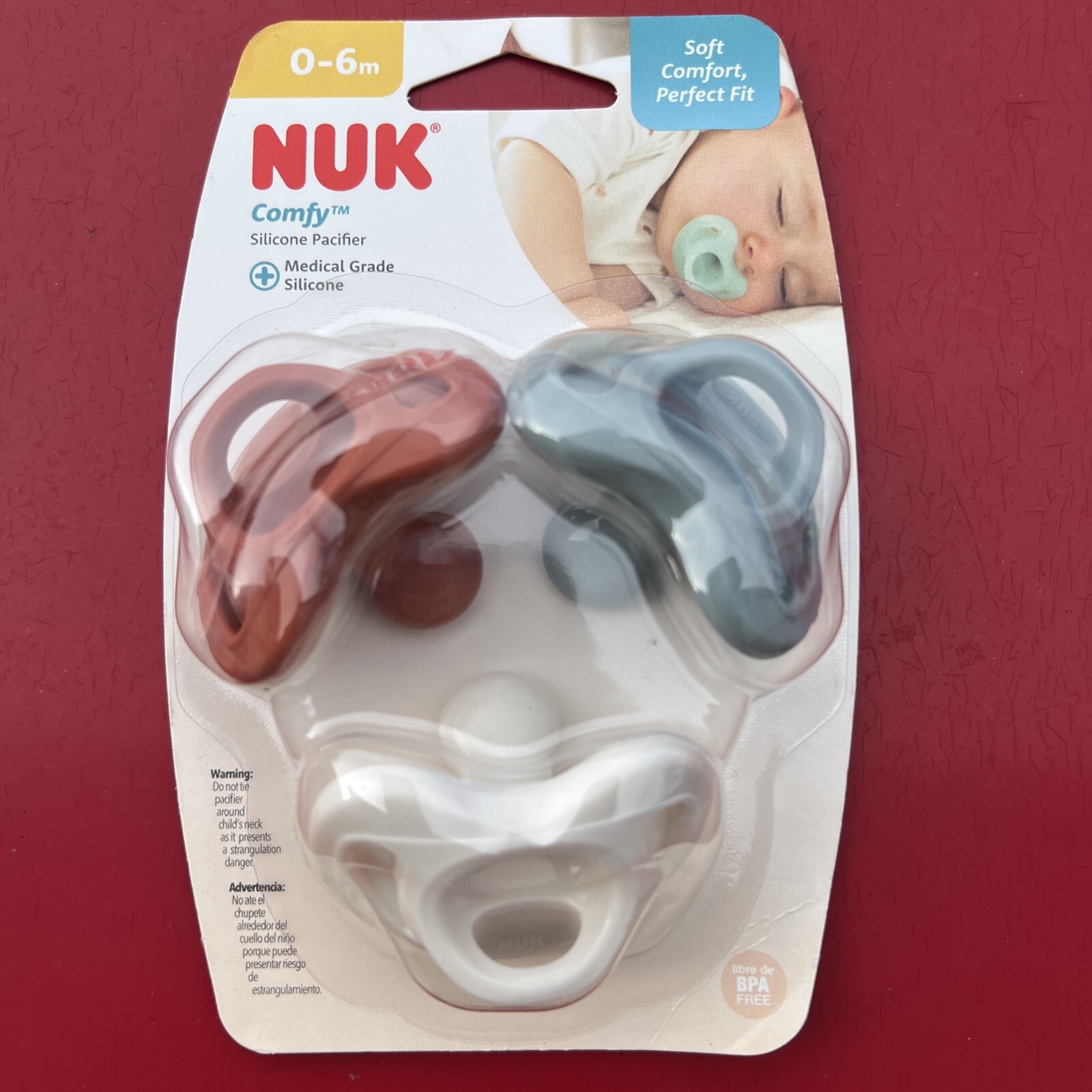 Nuk Comfy Orthodontic Silicone Pacifiers Binky Soother 0-6 Months (PACK ...