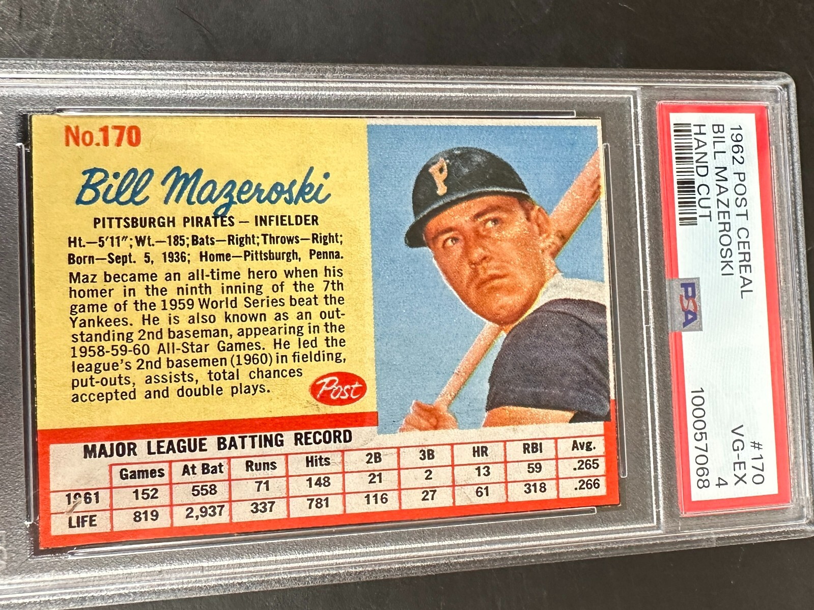 1962 Post Cereal #170 Bill Mazeroski ( Box) Hand Cut PSA 4 | eBay