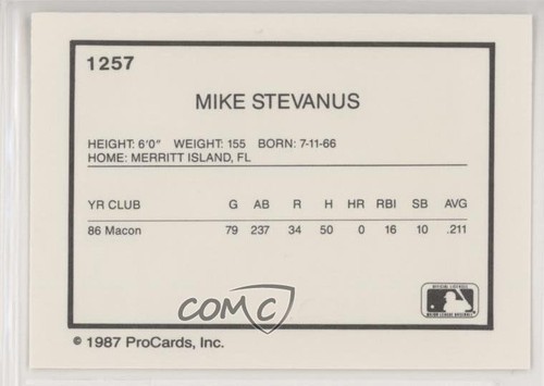 1987 ProCards Minor League Mike Stevanus #1257 | eBay