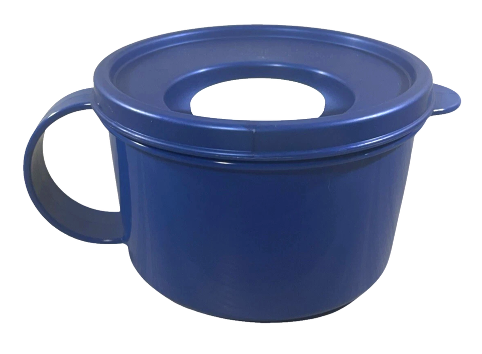 Tupperware CrystalWave Dark Blue 460ml Soup Mug Microwaveable Container ...