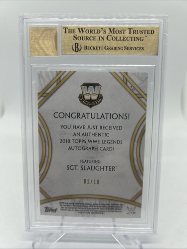 2018 TOPPS Legends Of WWE SGT SLAUGHTER Gold 01/10 BGS 9.5 True Gem 10 ...