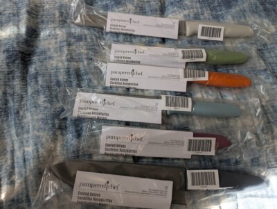 Pampered Chef coated Knife Set - set of SIX #100837 | eBay