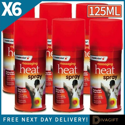 6 x DEEP HEAT SPRAY 125ML MASSAGING INSTANT MUSCLE SPORT INJURY BACK ...