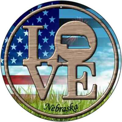 Love Nebraska 12" Circle Metal Sign | eBay