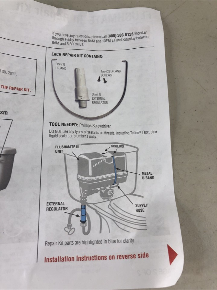 Flushmate III Repair Kit | eBay