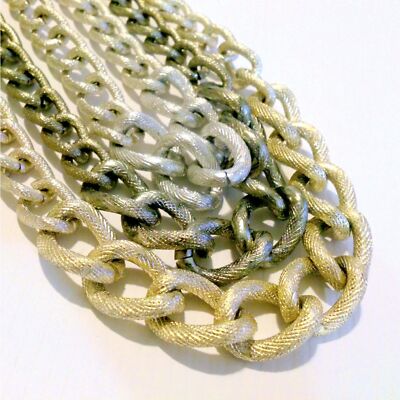Chunky Tri Color Triple Strand Chain Link Statement Necklace | eBay