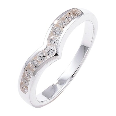 Sterling Silver CZ Wishbone Ring size R 2.79g | eBay UK