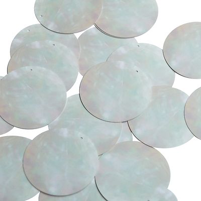 Round Sequin 1.5" White Iridescent Polished Pearl Shell Opaque | eBay