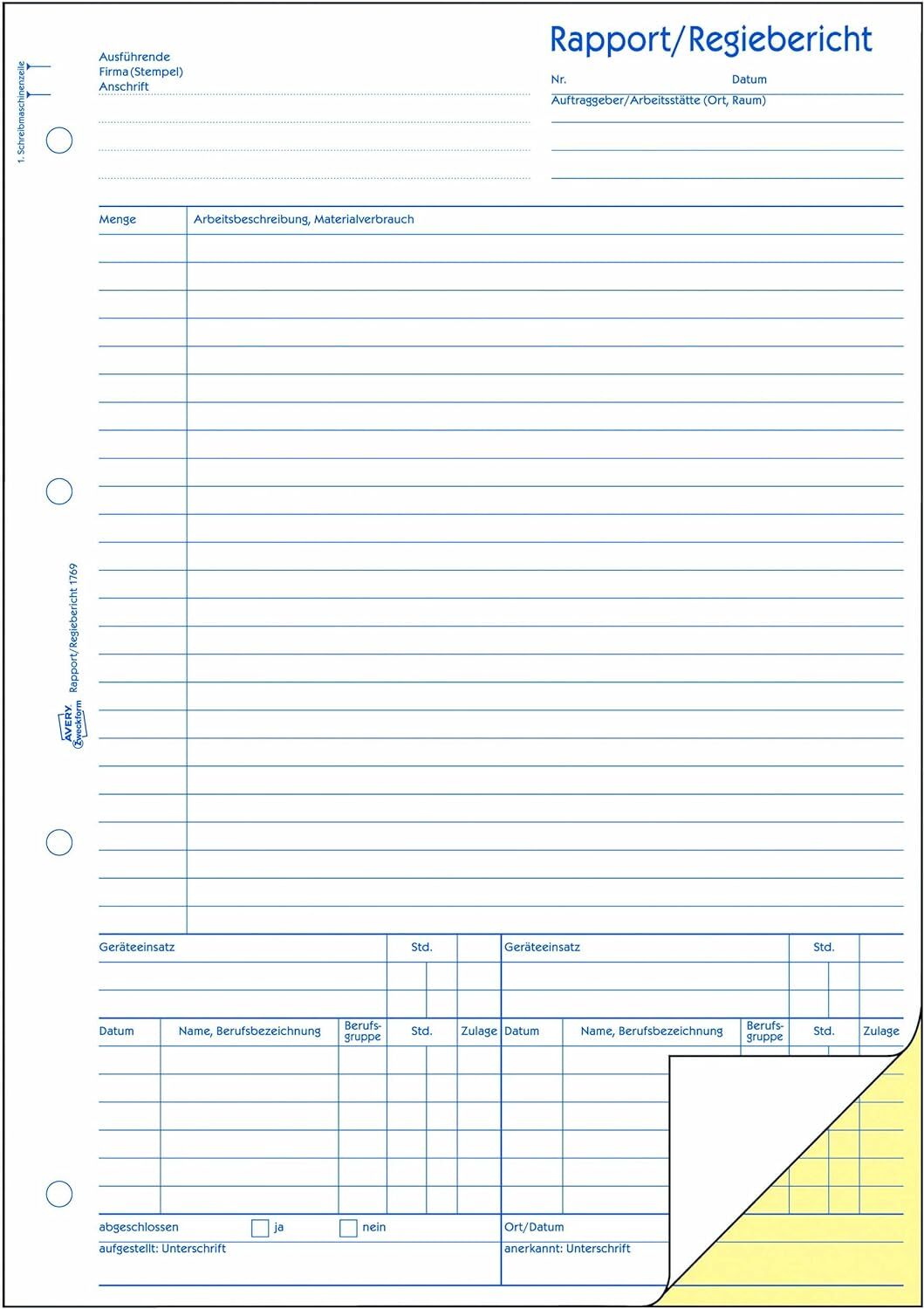 Avery Zweckform Building Daily Report Book First Second and Third Page ...