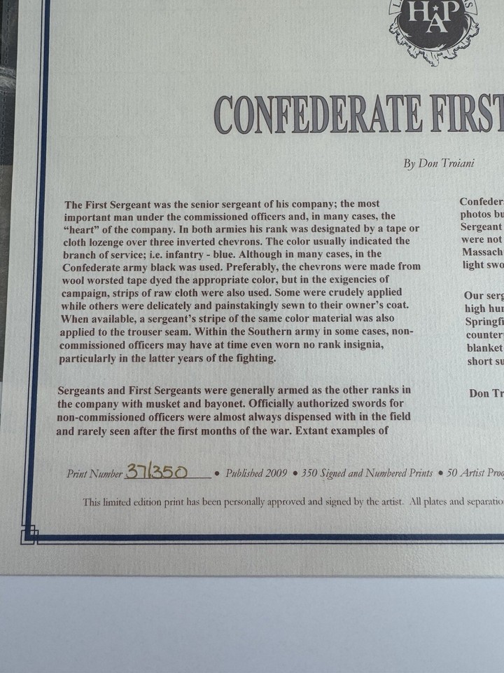 "Confederate First Sergeant" Don Troiani Civil War Civil War Print, Low ...