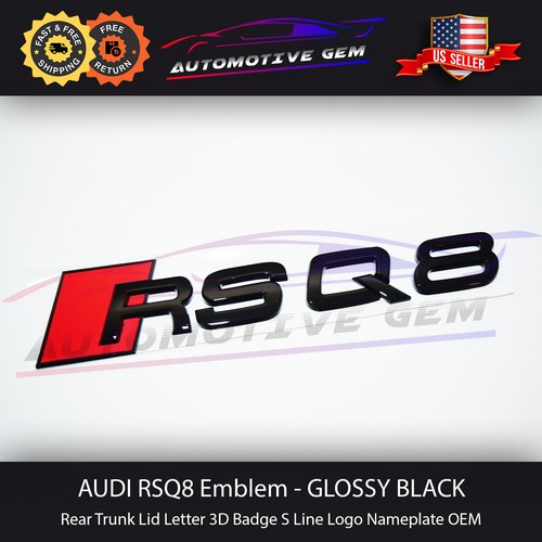 Audi RSQ8 Emblem GLOSS BLACK Rear Trunk Lid Letter Badge S Line Logo ...