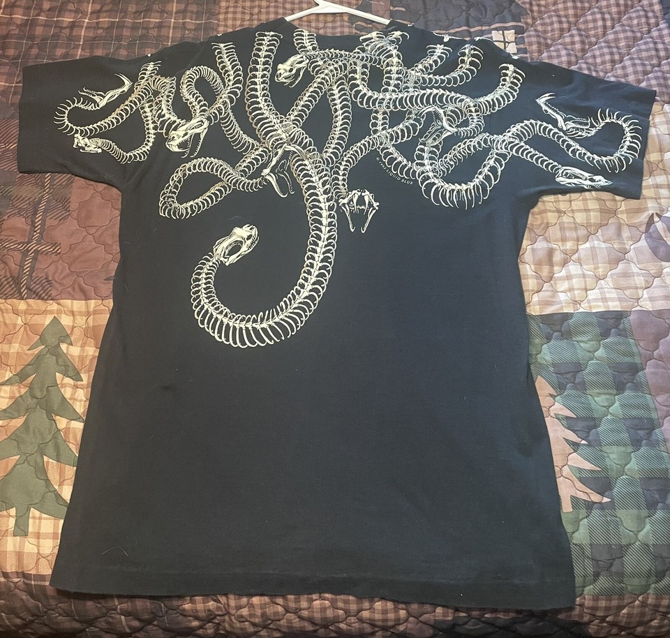 VTG Liquid Blue Medusa Skull Snake Skeleton Large TShirt 1993 Single ...