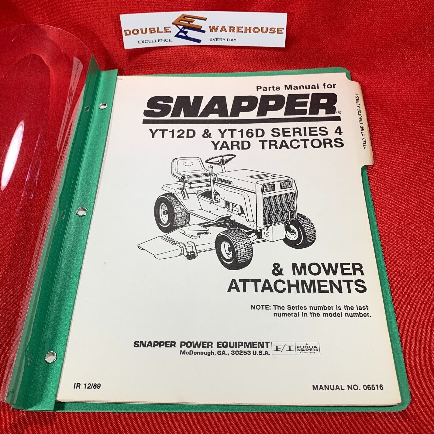 1989 Snapper YT12D & YT16D Series 4 Yard Tractors Parts Manual 06516 ...