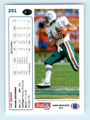 1991 Upper Deck Jim Jensen Miami Dolphins #251 | eBay