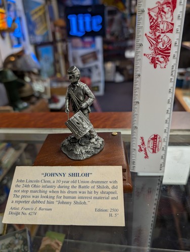 Francis J Barnum Pewter Civil War Sculpture Johnny Shiloh Union Drummer ...