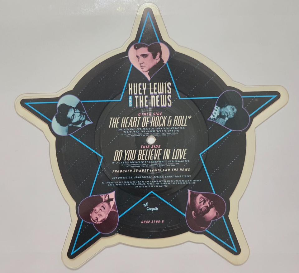 Huey Lewis Heart of Rock & Roll Shaped Picture Disc NM + Sleeve ...