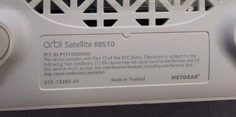 NETGEAR orbi Satellite RBS10 still has plastic wrap, NO power cord ...