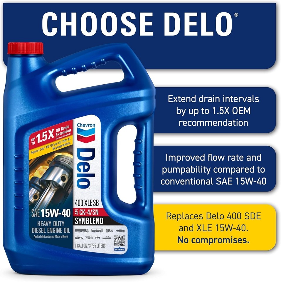 Delo 400 XLE Heavy Duty Synblend Diesel Engine Oil 15W-40 1 Gallon ...