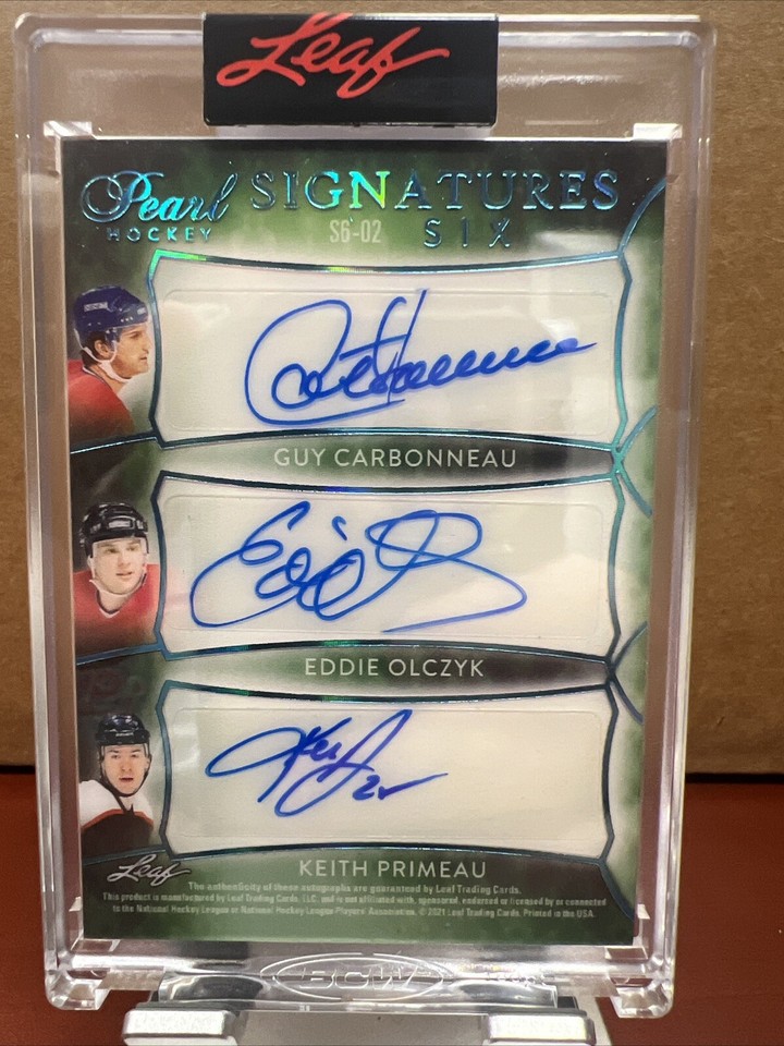 2020 leaf pearl signatures Six Robitaille, Lemieux, Carbonneau, Olczyk ...