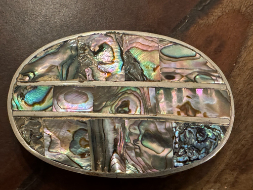 Mexican Alpaca Silver & Abalone Shell Vintage Belt Buckle | eBay