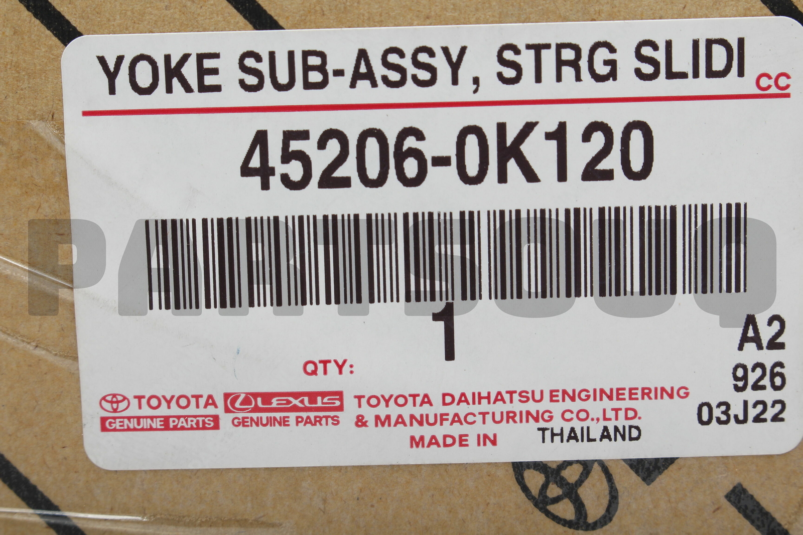45206-0K120 Toyota Yoke subassy strg 452060K120 Genuine OEM Part for ...
