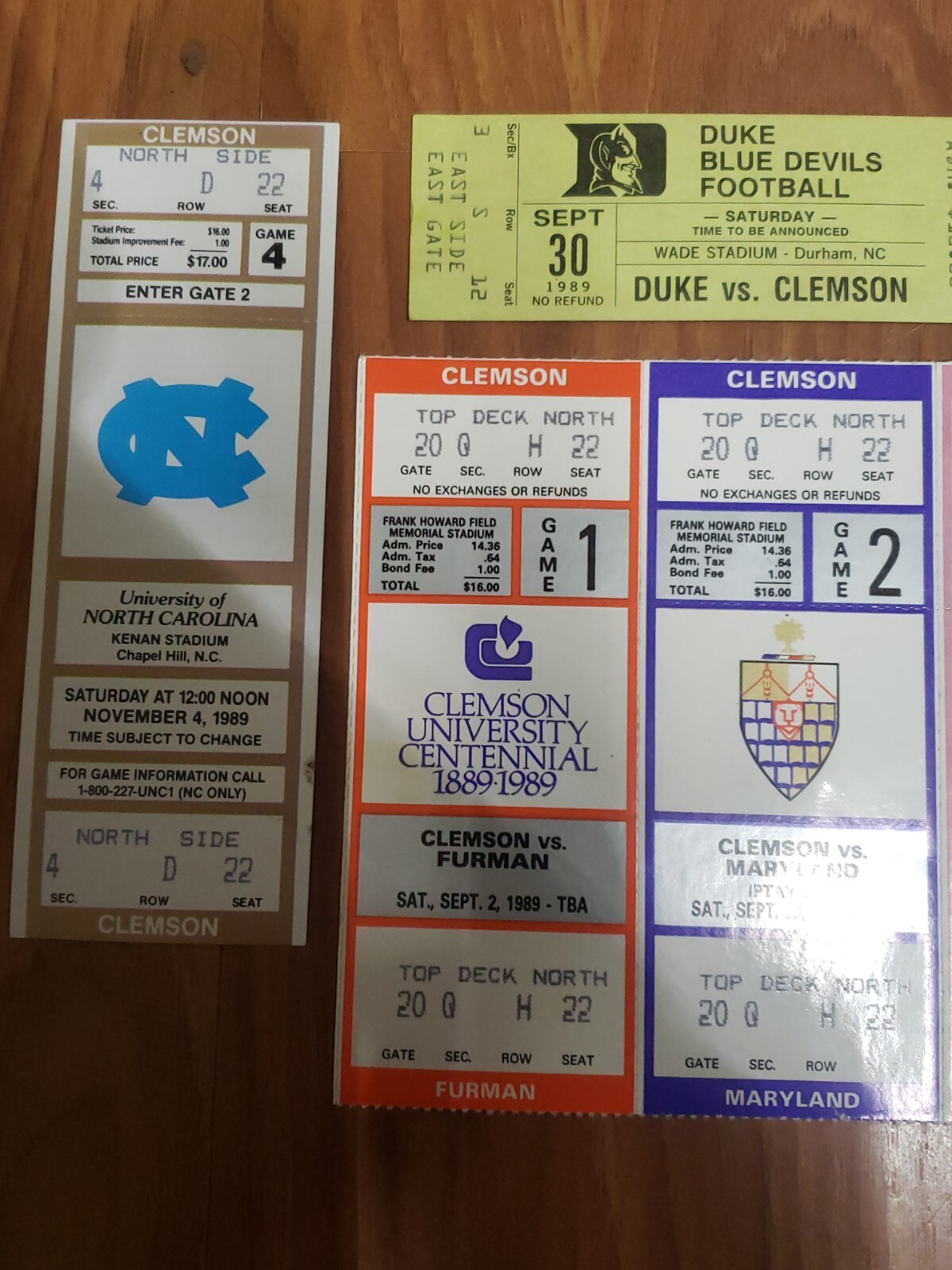 Vintage 89 Clemson Tigers Ticket Stub Football | eBay