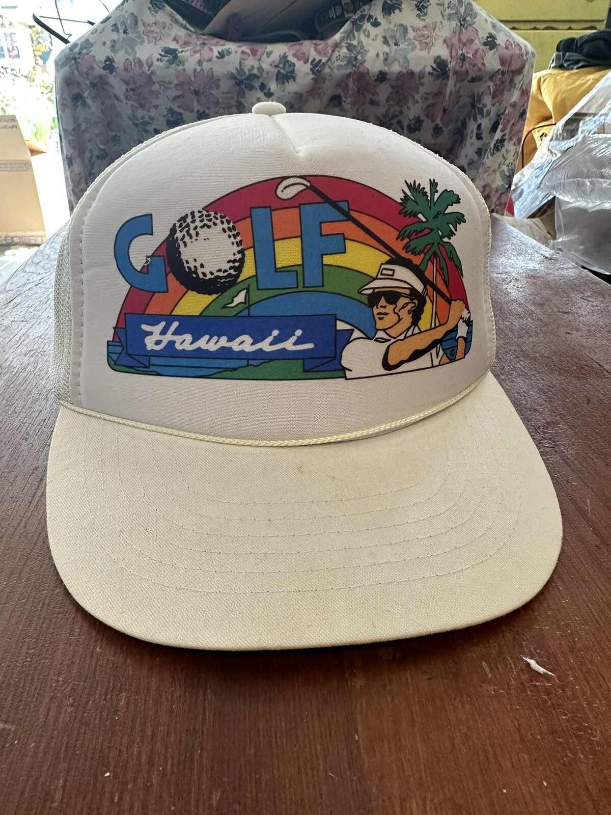 1980's Maui Golf Rainbow Vintage Trucker Hat Hawaii - Gem