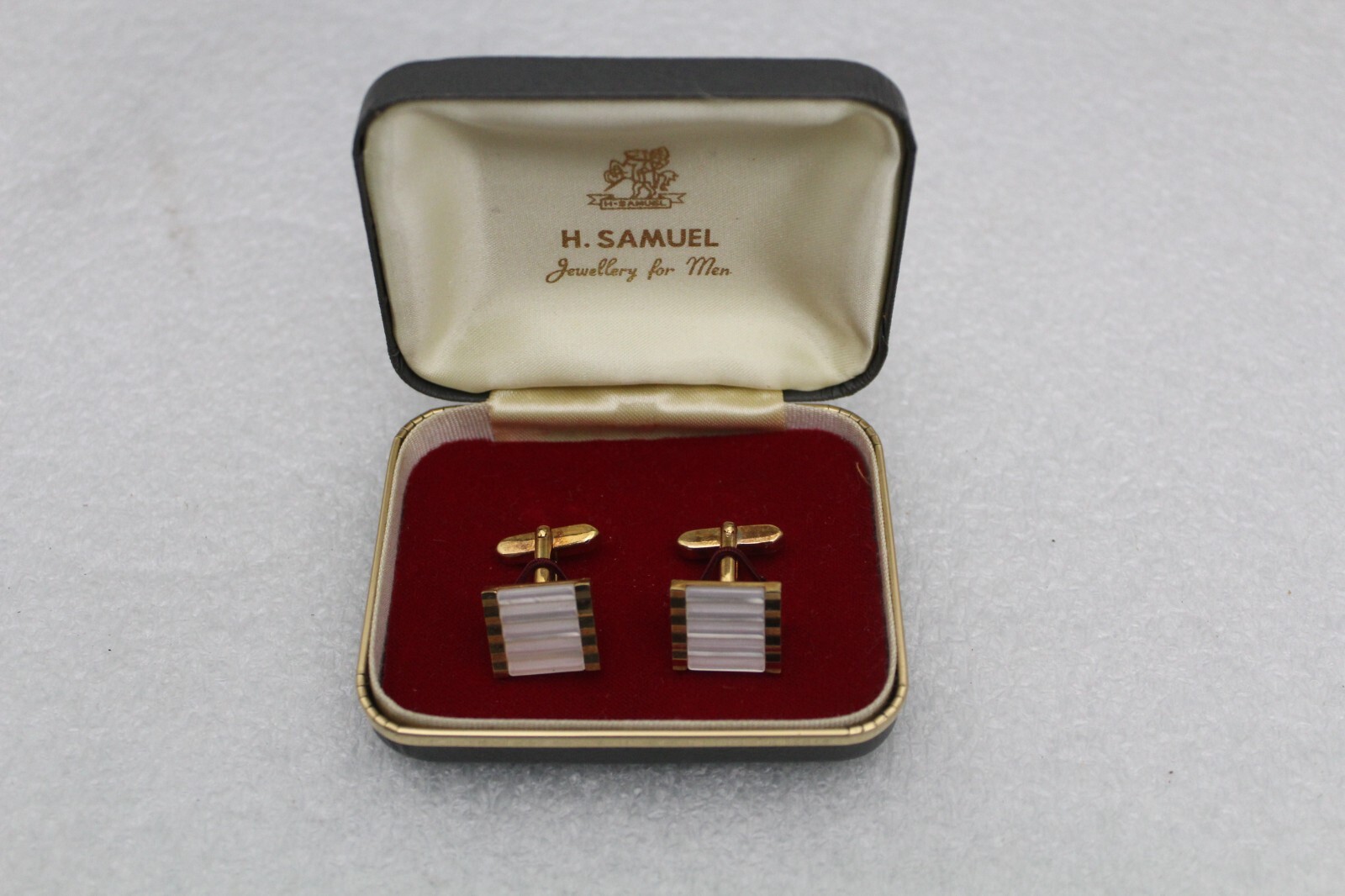 Vintage Men's Gold Tone & Mother Of Pearl Cufflinks In H.Samuel Jewellery Box | eBay UK