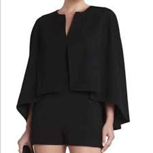BCBG MAXAZRIA BRIANNE CAPELET ROMPER 4 Black Cape Shorts Minimalist ...