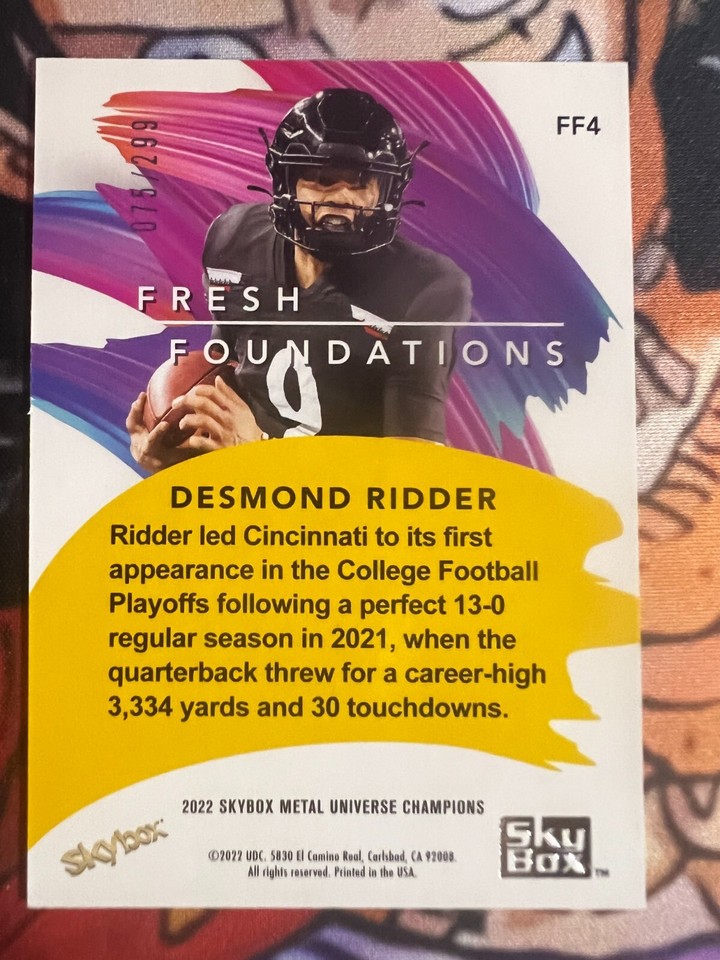 2022 Skybox Metal Universe Fresh Foundations Desmond Ridder Silver Dots ...